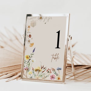 Table Numbers Template, Boho Table Numbers, Floral Table Numbers ...
