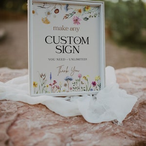 Custom Boho Wedding Sign, Wildflower Wedding Sign Template ...