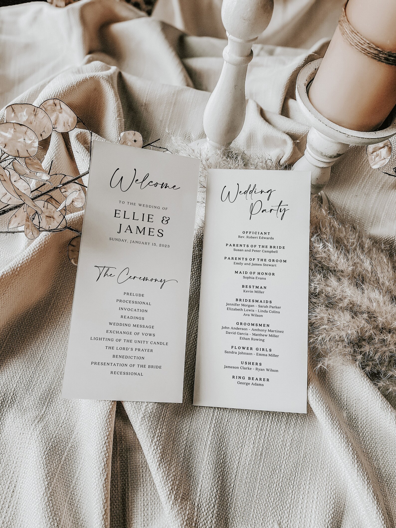 Wedding Ceremony Program Cards Simple Wedding Program - Etsy