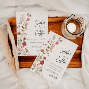 Colorful Floral Wedding Invitation Set, Spring Summer Floral Wedding ...