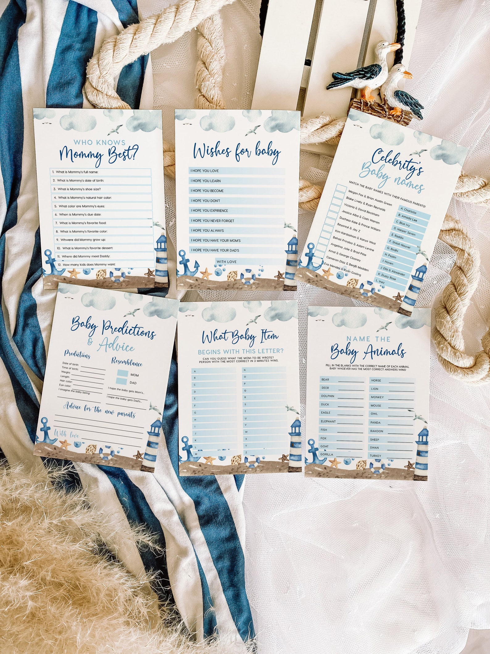 Nautical Baby Shower Games, Baby Shower Games Bundle, Baby Shower Games ...