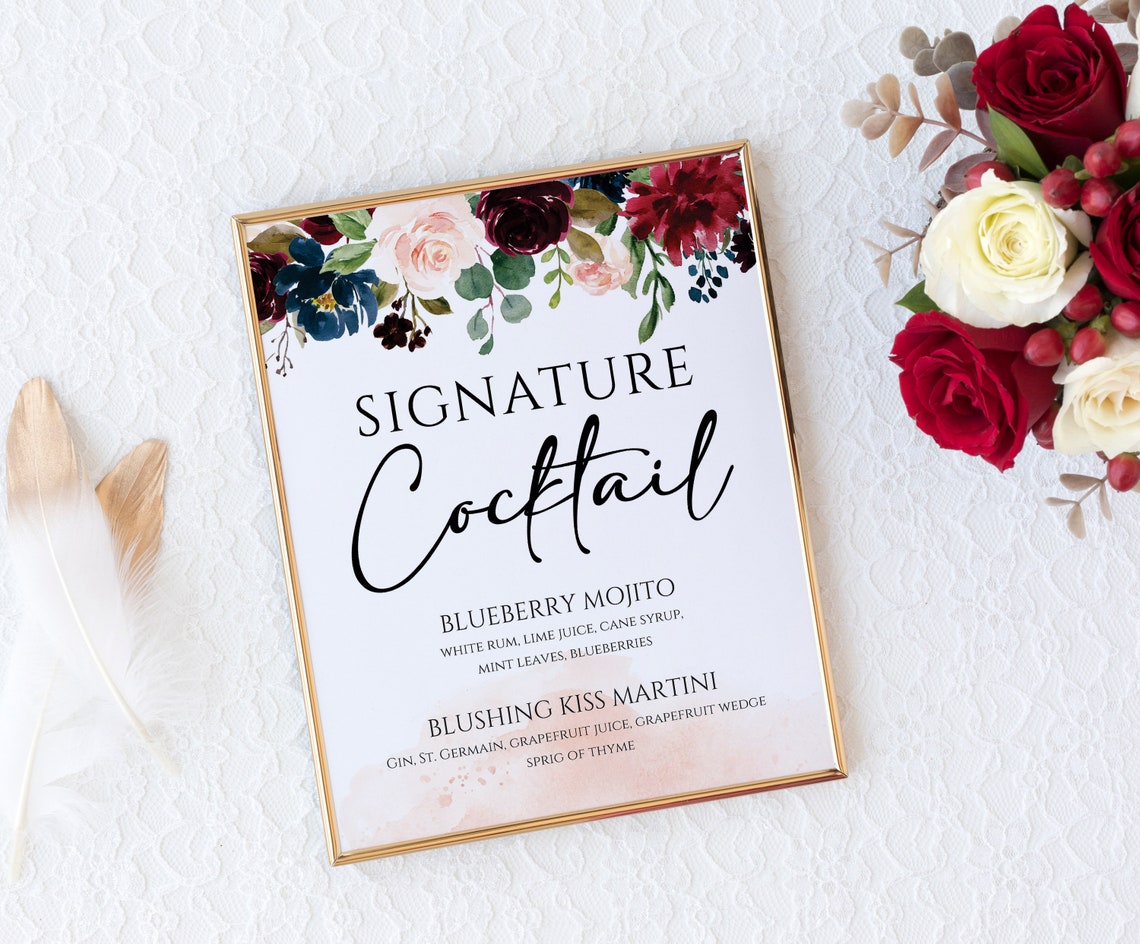 Signature Cocktail Sign Wedding Bar Sign Wedding Sign - Etsy
