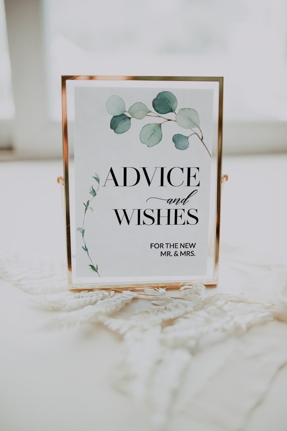 Advice and Wishes Sign Eucalyptus Wedding Sign Greenery - Etsy