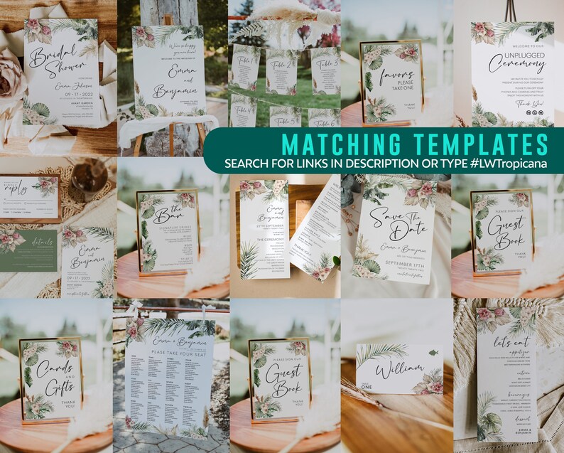 Tropical Tags Gifts Tag Template Wedding Tags Thank You - Etsy