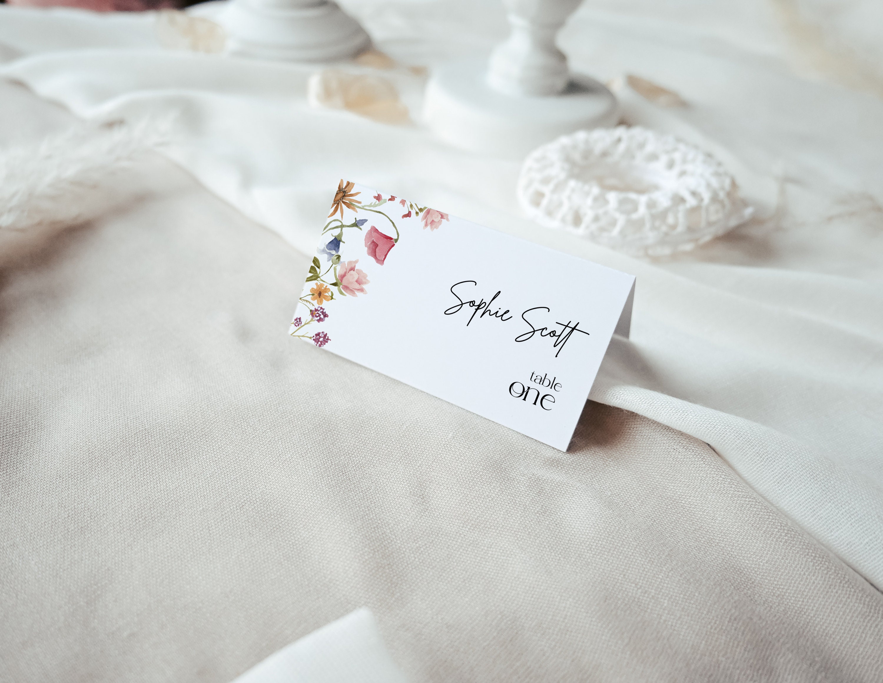 Floral Place Cards Name Tags Template Wildflower Place - Etsy