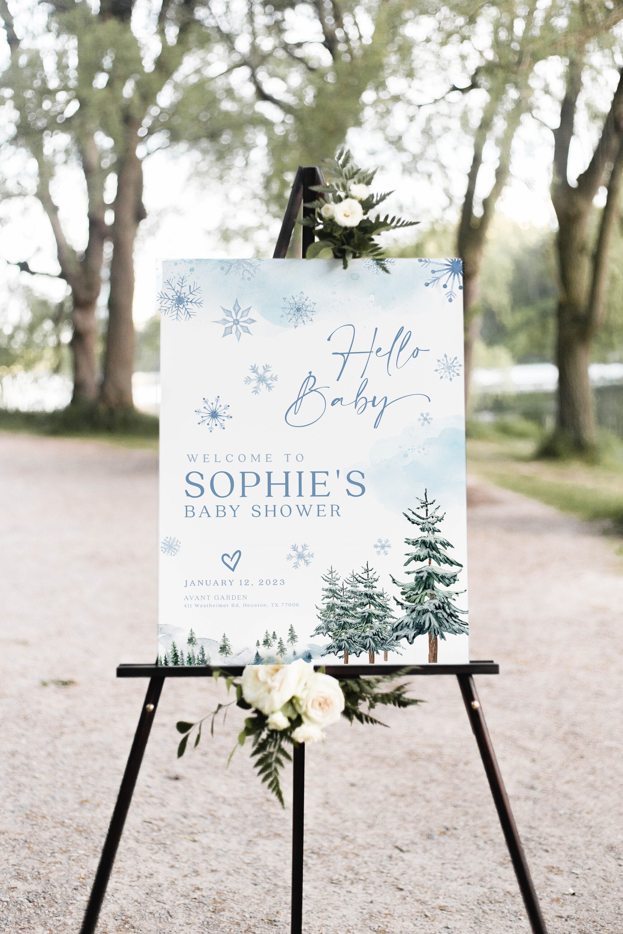 Hello Baby Sign Baby Shower Welcome Sign Winter Wonderland - Etsy