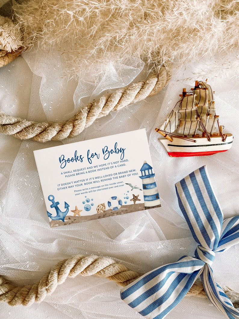 Books for Baby Cards Baby Shower Books Cards Nautical Baby - Etsy