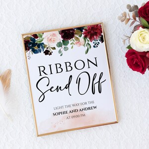Ribbon Send off Sign, Wedding Sign, Wedding Send off Sign, Marsala ...