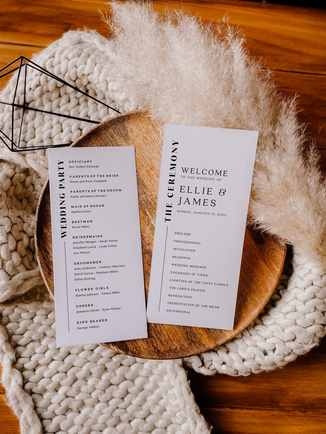 Elegant Wedding Program Template, Wedding Ceremony Program Cards ...