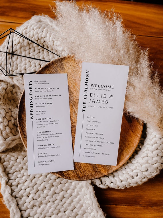 Elegant Wedding Program Template Wedding Ceremony Program - Etsy