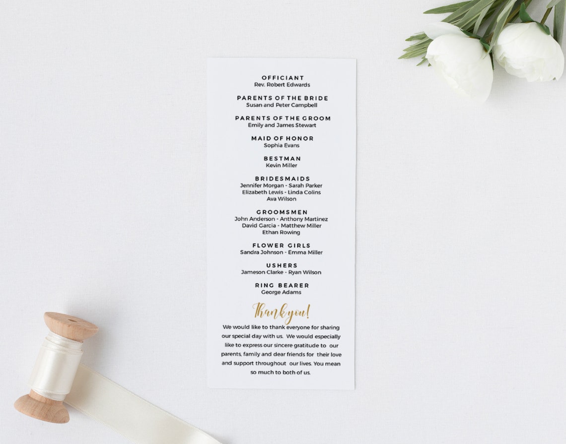 Program template Wedding program printable program template | Etsy
