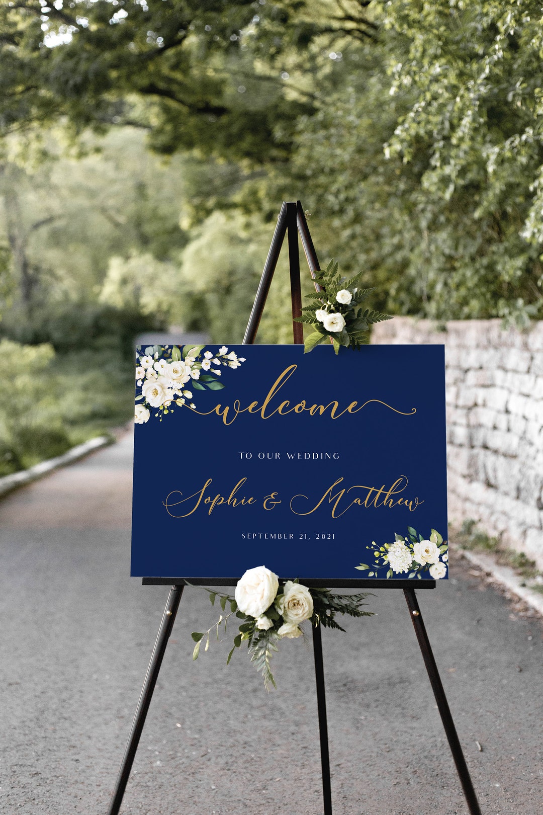 Wedding Welcome Sign, Navy Welcome Sign Template, Wedding Signs ...