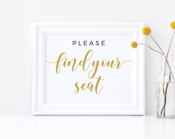 Find Your Seat Sign Find Your Table Sign Wedding Signs | Etsy
