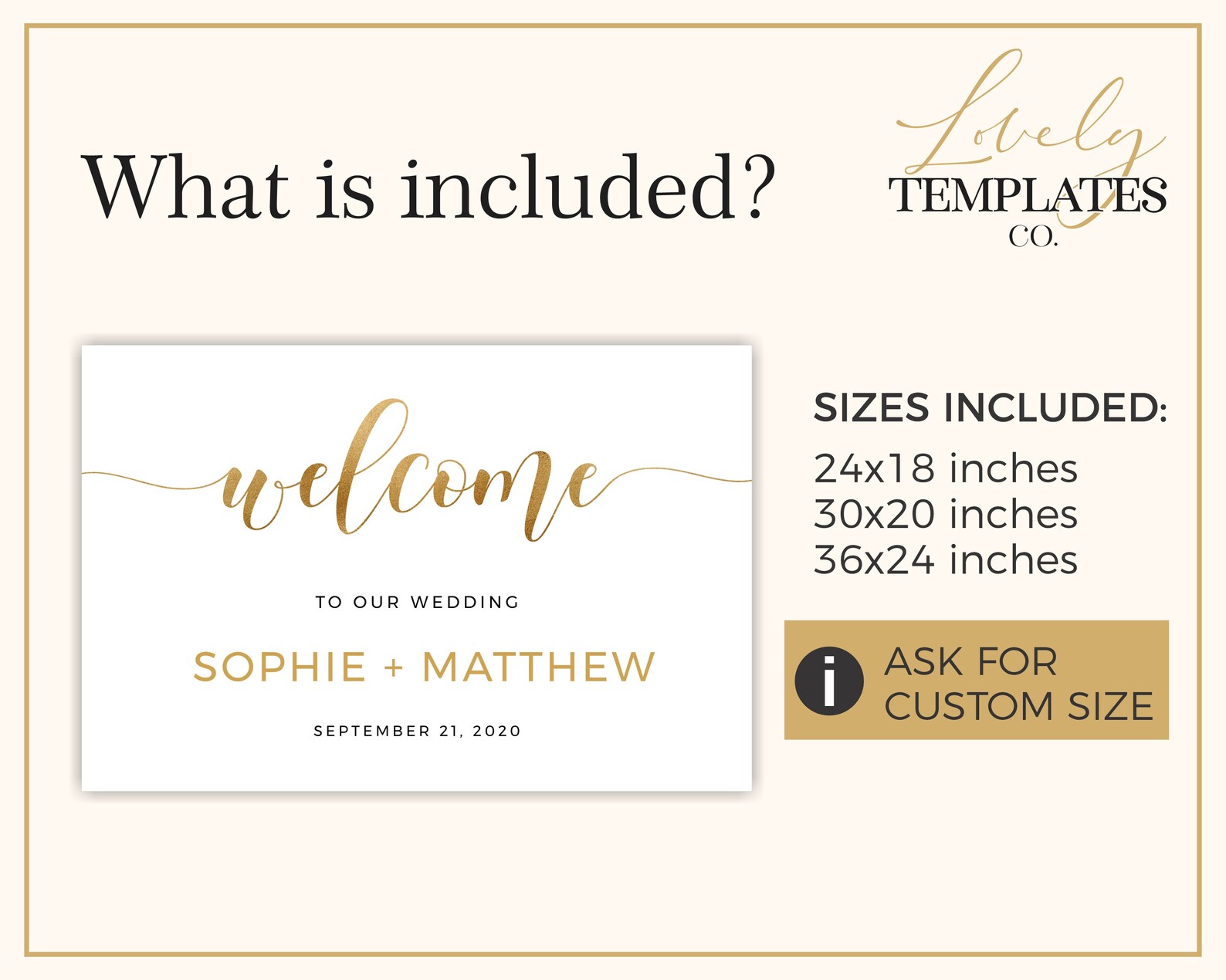 Welcome Sign Template Gold Welcome Sing Welcome Signs | Etsy