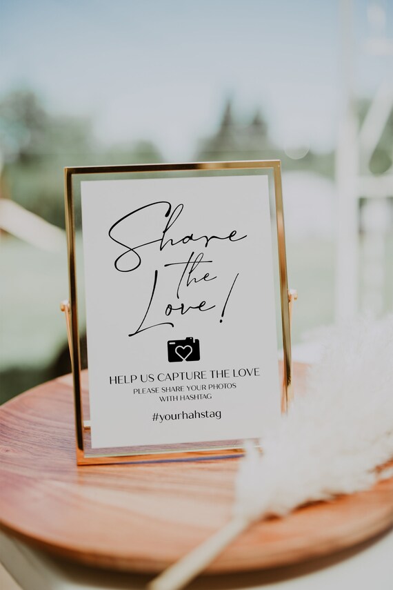 Share the Love Sign Wedding Oh Snap Sign Wedding Hashtag | Etsy