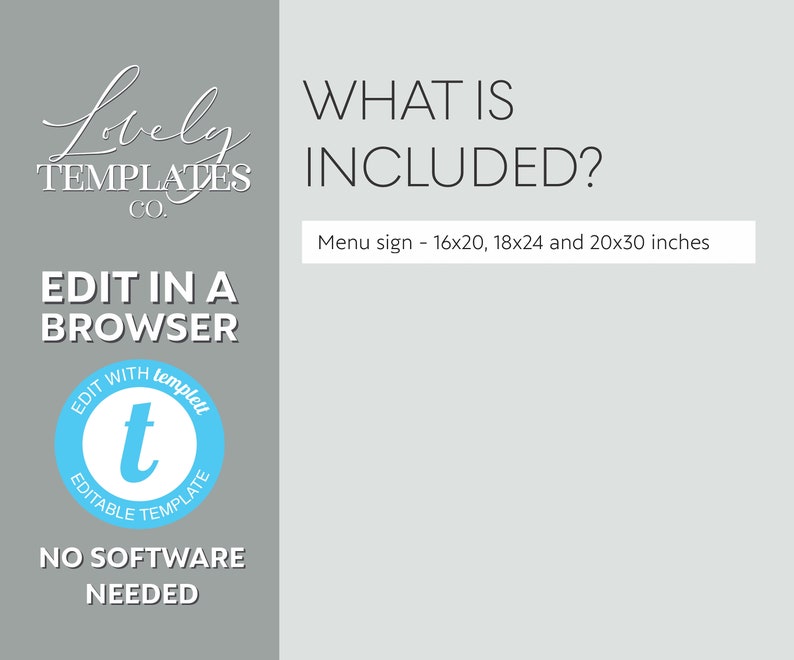 Large Menu Sign Wedding Menu Template Wedding Menu Sign | Etsy