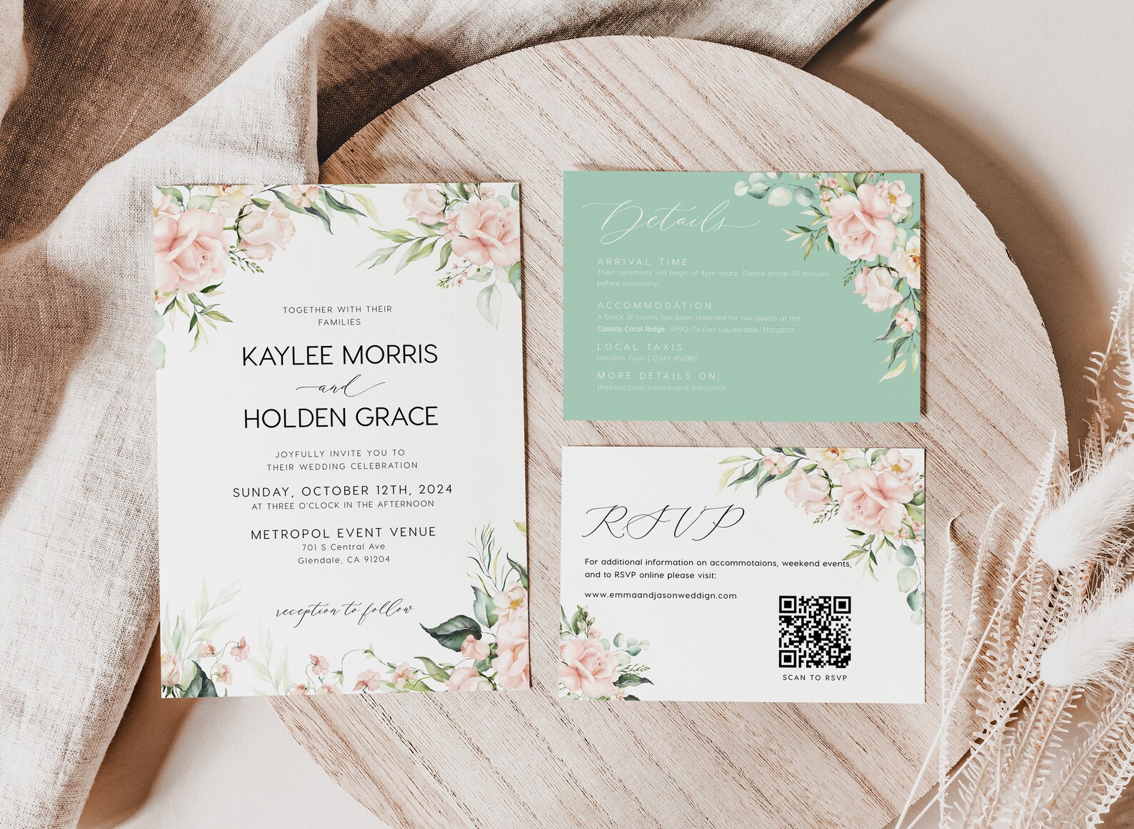 Greenery and Flower Wedding Invitation Wedding Invitation - Etsy