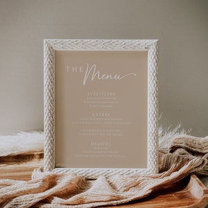 Beige Menu Template, Menu Sign, Wedding Menu Template, Beige Wedding ...