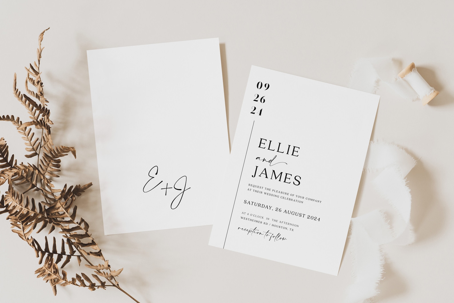 Minimalist Wedding Invitation Set Modern and Elegant Wedding - Etsy