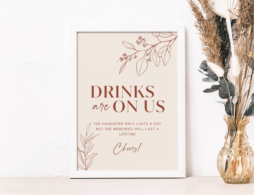 Drinks Are on Us Sign Open Bar Sign Floral Wedding Sign - Etsy