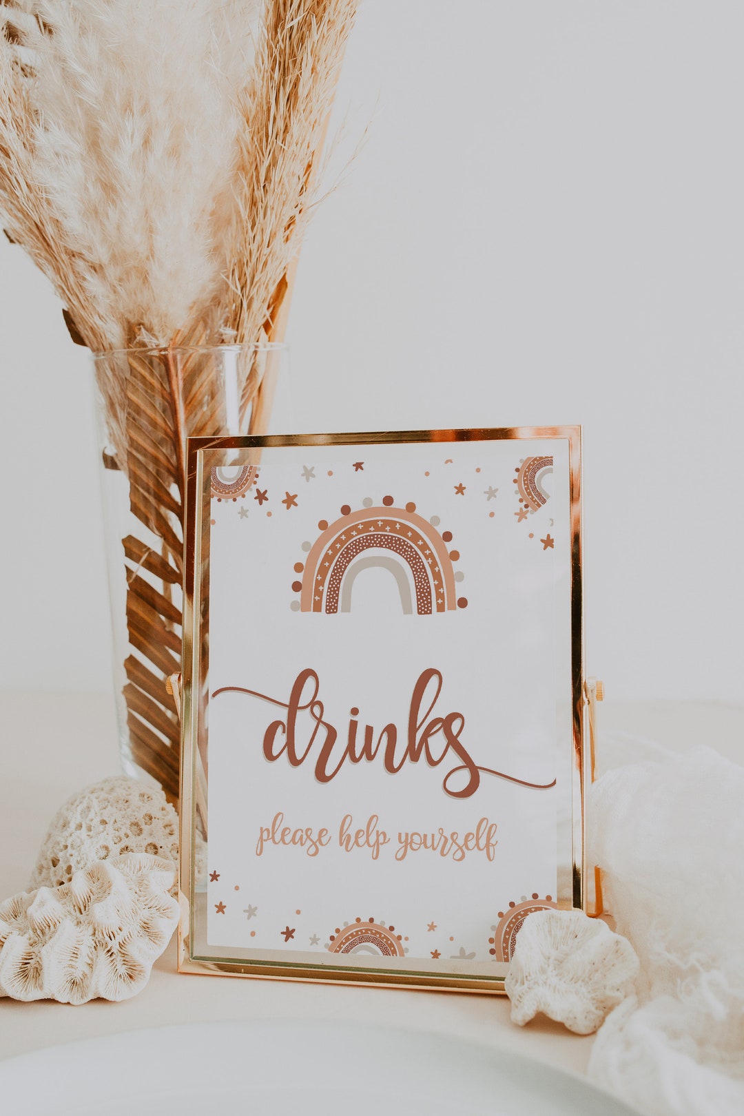 Drinks Sign, Printable Drinks Sign, Baby Shower Sign, Rainbow Baby ...