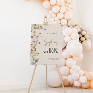 Baby Shower Welcome Sign, Wildflower Welcome Sign, Boho Beige Welcome ...