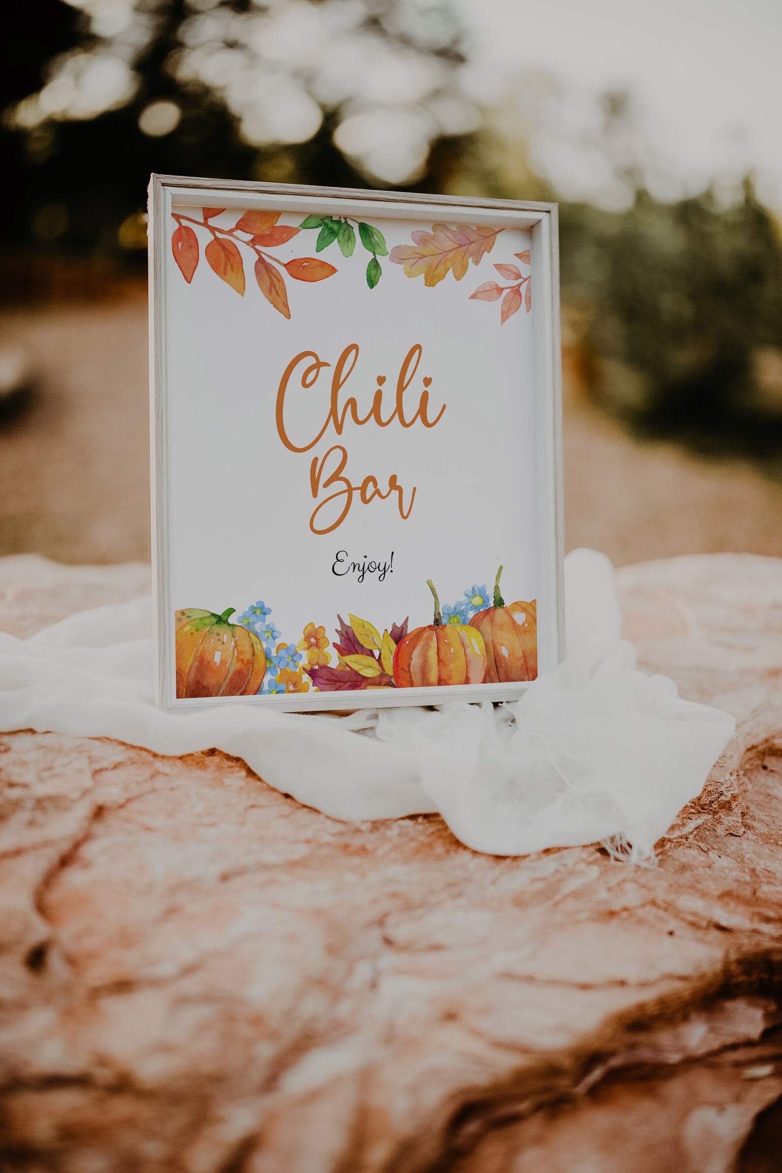 Chili Bar Sign Baby Shower Chili Bar Template Fall Pumpkin - Etsy