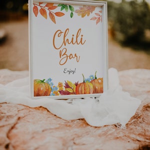 Chili Bar Sign Baby Shower Chili Bar Template Fall Pumpkin - Etsy