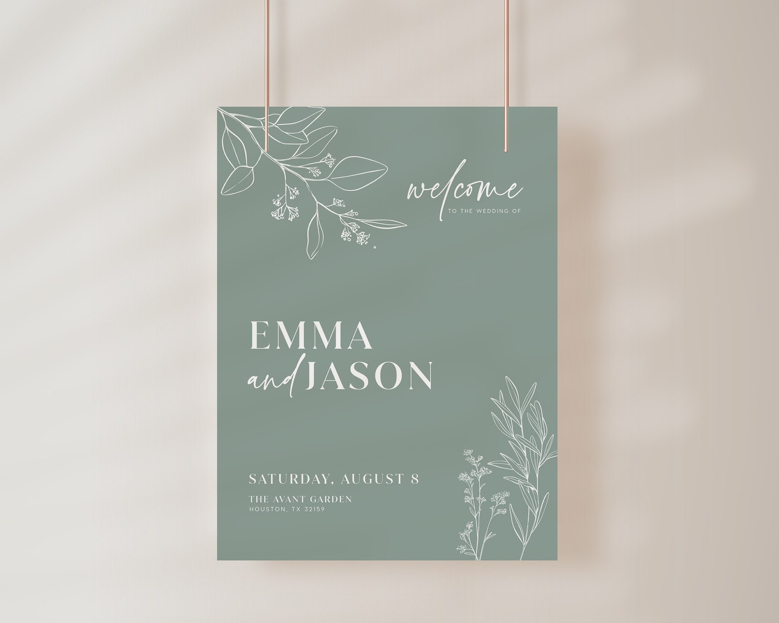 Sage Welcome Sign Welcome Sign Template Sage Floral Welcome - Etsy