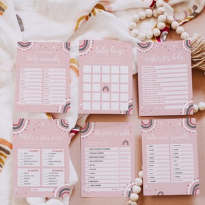 Baby Shower Bingo, Bingo Game Printable, Baby Shower Rainbow, Girl Baby ...