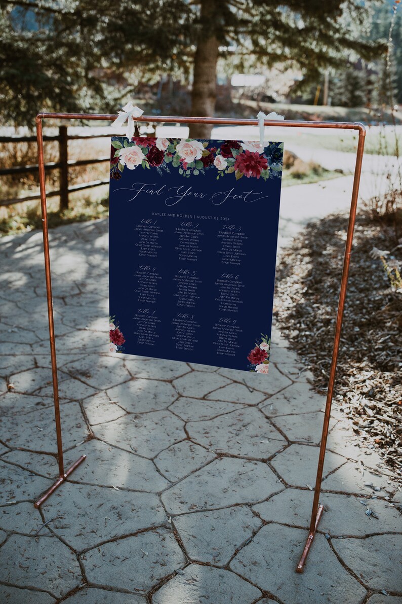 Seating Chart Wedding Navy Seating Chart Sign Navy Wedding - Etsy