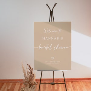 Welcome Sign Template, Bridal Shower Sign, Beige Bridal Shower Welcome ...