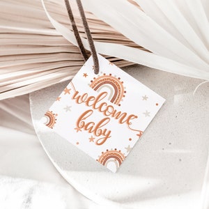 Gift Tags Template, Baby Shower Tag Template, Rainbow Baby Shower Tags ...