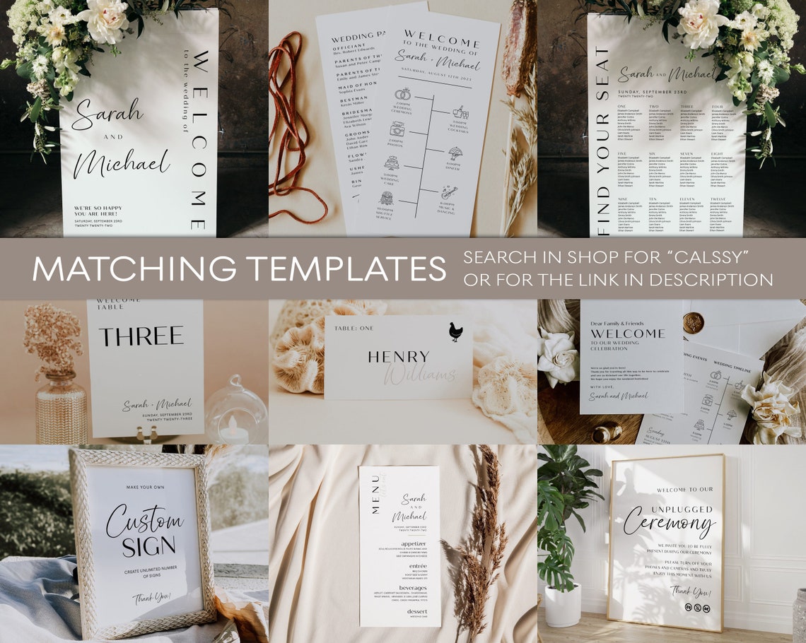 Wedding Signs Template Wedding Signage Template Custom - Etsy