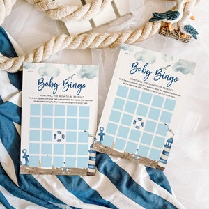 Baby Shower Bingo Game, Bingo Game Template, Nautical Baby Shower Games ...