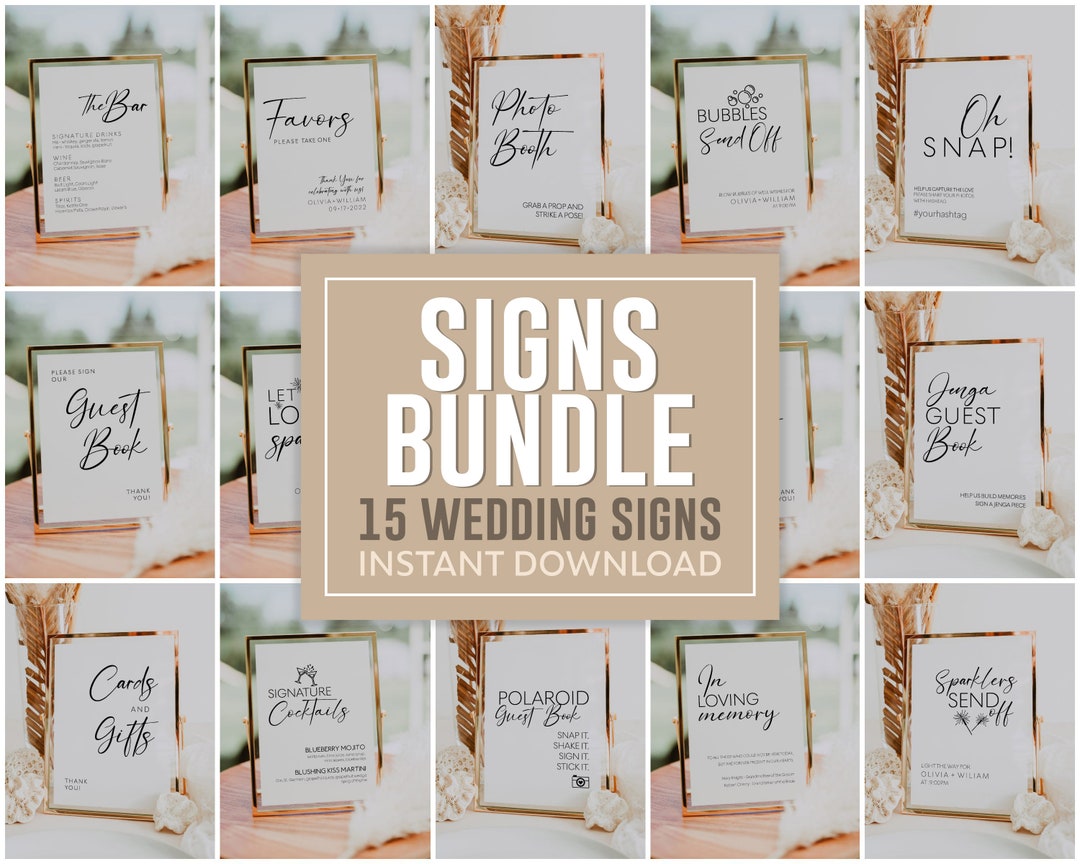 Wedding Signs Bundle, 15 Wedding Signs Included, Instant Download ...