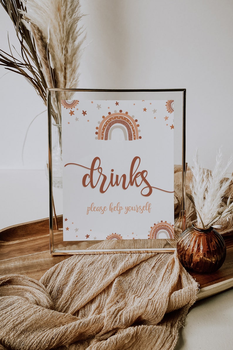 Drinks Sign Printable Drinks Sign Baby Shower Sign Rainbow | Etsy