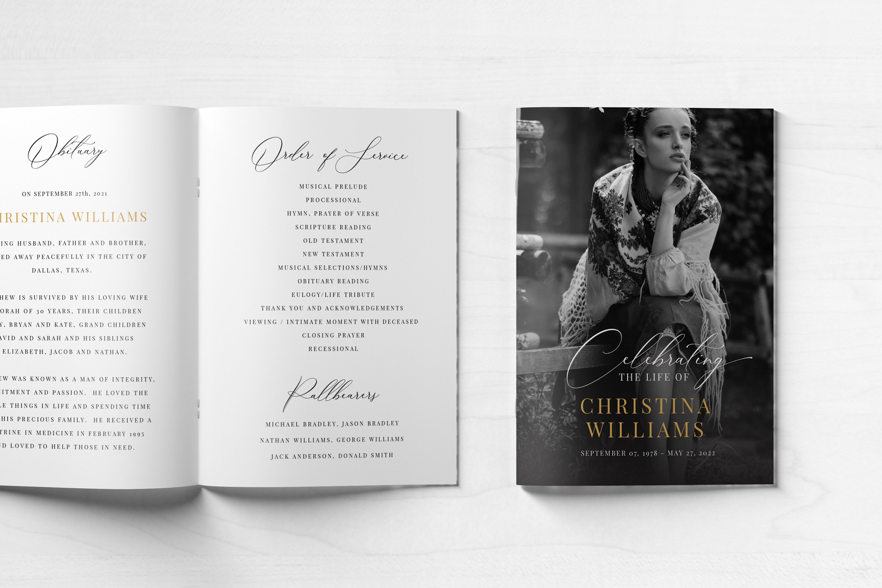 Funeral Program Template Instant Download Printable Funeral - Etsy