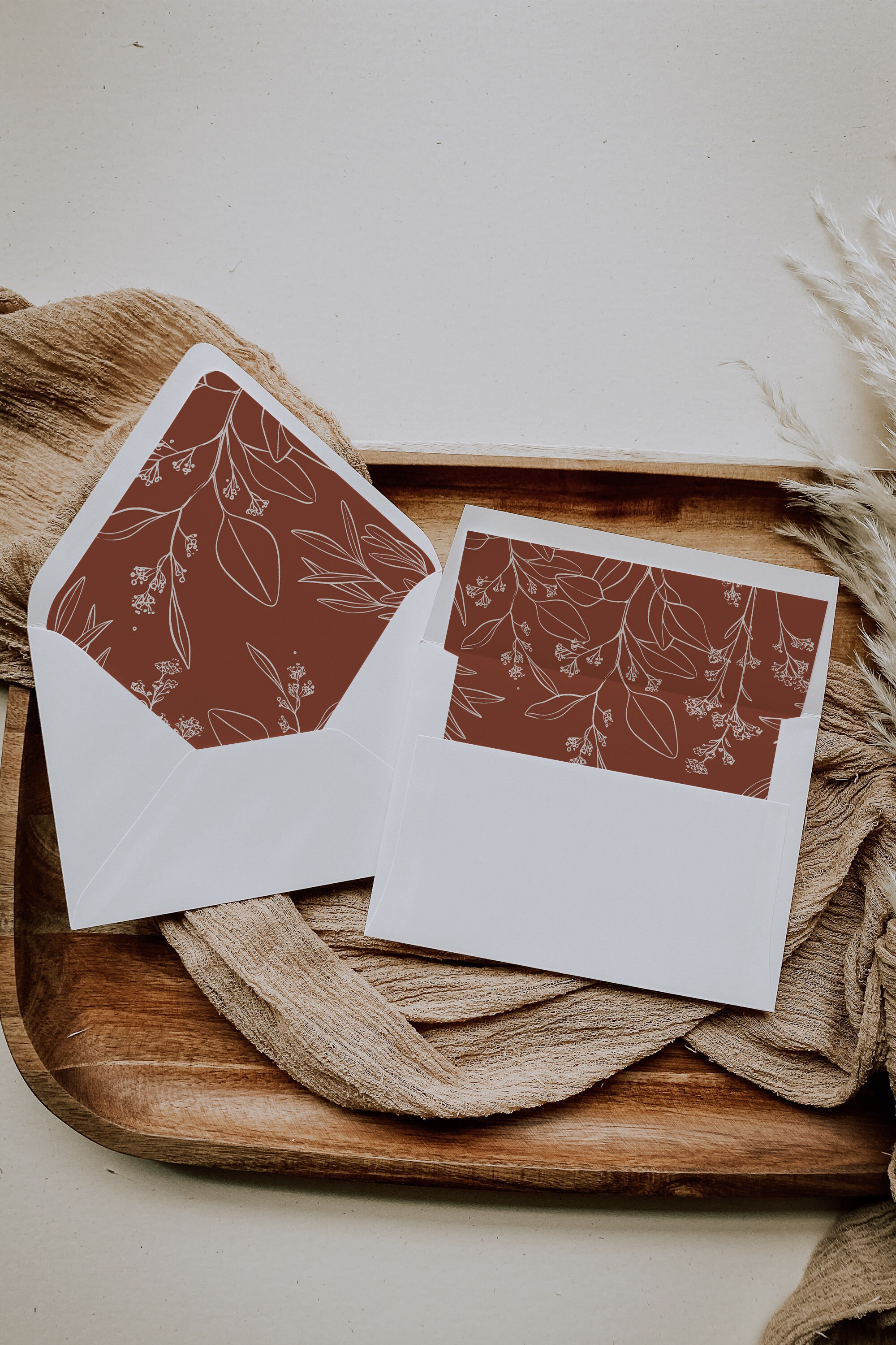 Terracotta Floral Envelope Liner Envelope Liner for Floral - Etsy
