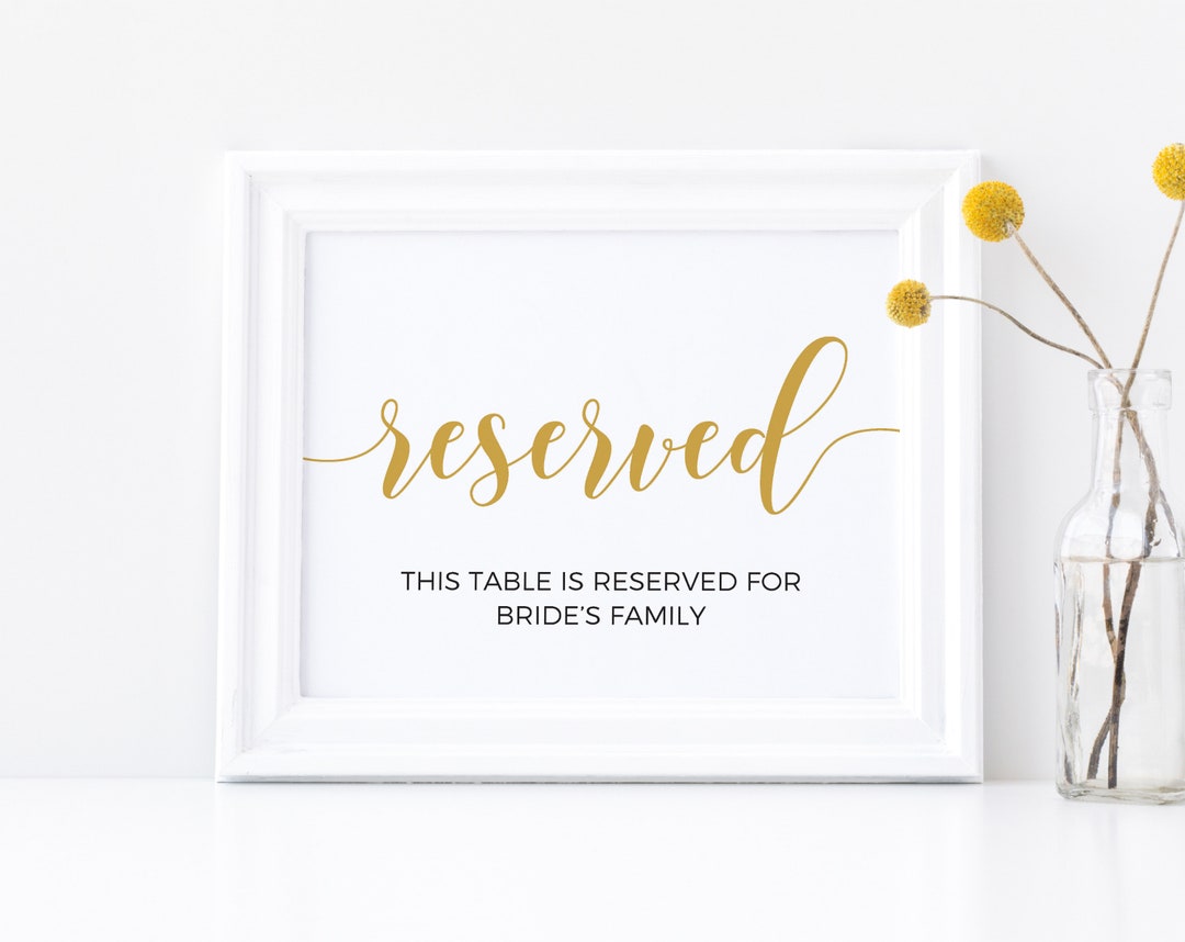 Reserved Sign, Reserved Template, Wedding Reserved Sign, Printable ...