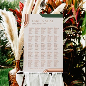 Seating Chart Wedding, Modern Boho Seating Chart Template With Arch ...