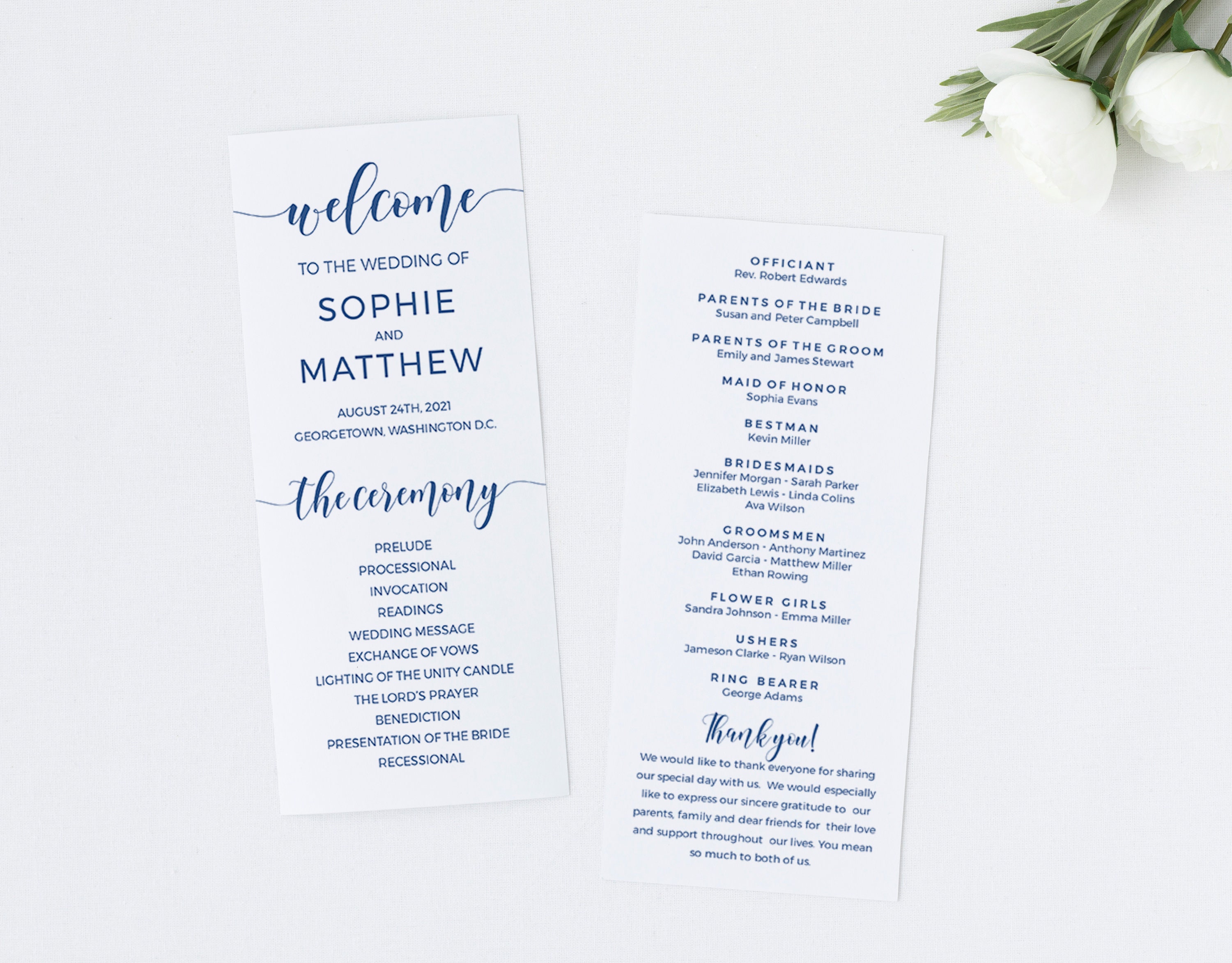 Wedding Program Ceremony Program Template Order of Service - Etsy