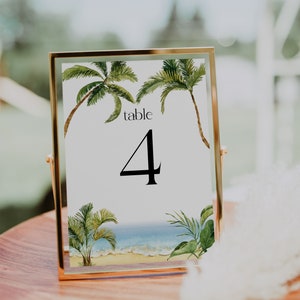 Tropical Table Number, Wedding Table Numbers, Table Numbers Template ...