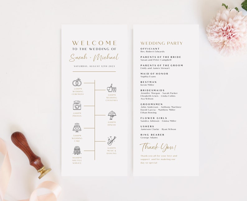 Wedding Program Template Gold Wedding Program Gold Wedding | Etsy