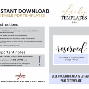 Reserved Sign Template, Wedding Reservation Sign, Wedding Sign ...