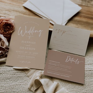 Beige Wedding Invitation, Wedding Invitation Template, Invitation With ...