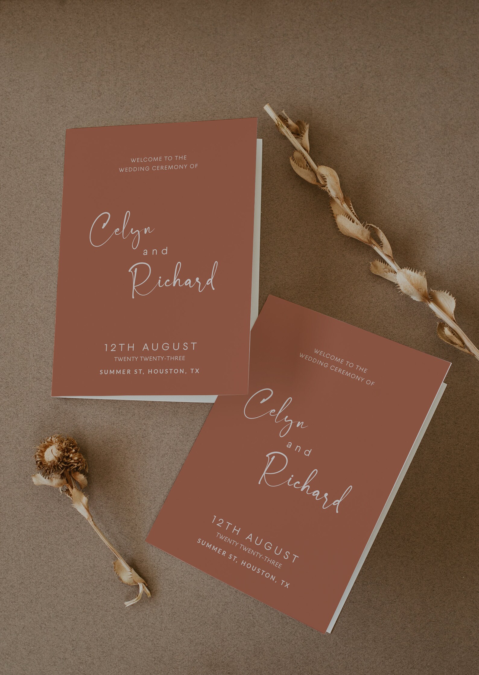 Wedding Program Bifold Wedding Program Booklet Terracotta - Etsy