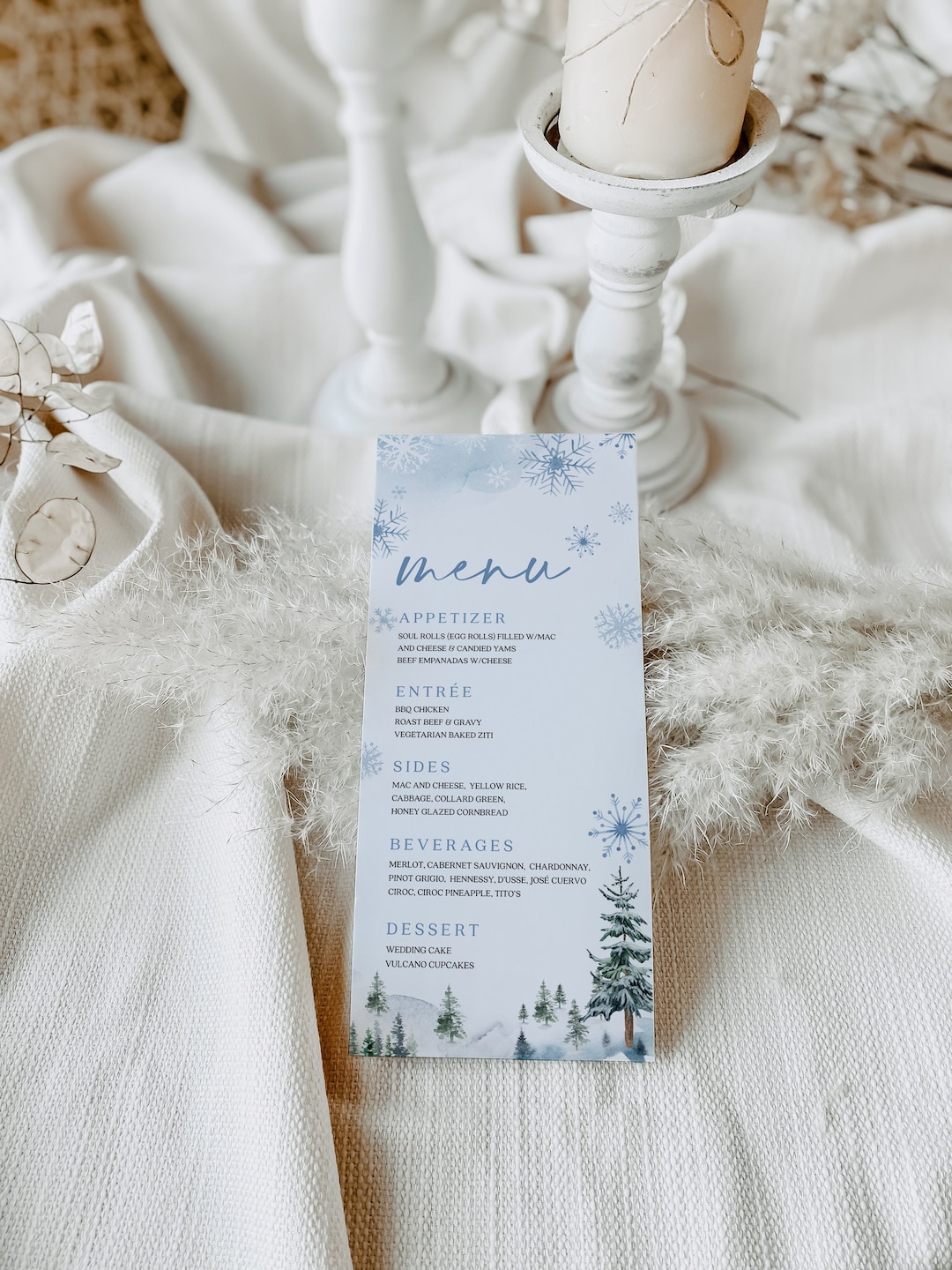 Winter Menu Template, Winter Wonderland Menu, Menu Cards Template ...