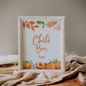 Chili Bar Sign Baby Shower Chili Bar Template Fall Pumpkin - Etsy