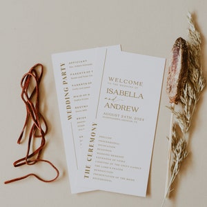 Wedding Ceremony Program, Gold Program Template, Wedding Church Program ...